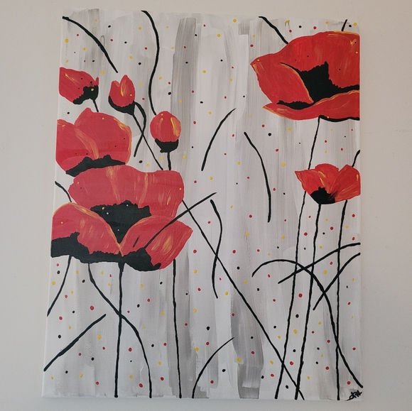 Hand Crafted | Art | Hand Painted Poppies Acrylic Painting | Poshmark